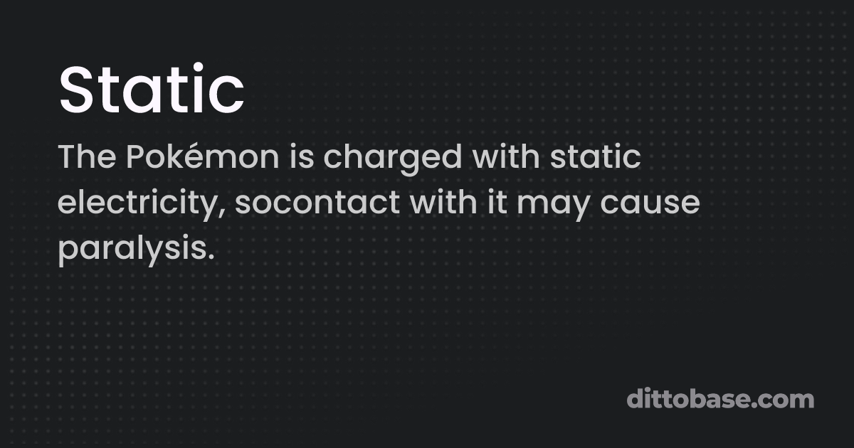 Static | Pokémon Ability | Dittobase